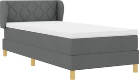 Postel s boxspringem s čelo Tmavě šedá 100 x 200 cm textil 3340263