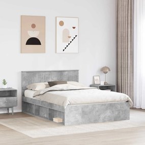 Rám postele s čelo Beton 140 x 200 cm Masivní borové dřevo 3410594