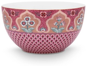 Pip Studio Flower Festival miska Ø18cm, tmavě růžová (Větší miska z tenkostěnného porcelánu Scallop Deco Dark PInk)