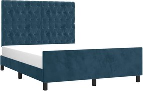 Rám postele bez matrace tmavě modrý 140x190 cm samet 3125938
