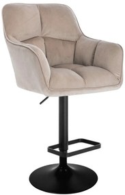 LuxuryForm DESIGN Barová židle AMALFI VELUR na černé kulaté podstavě - latte