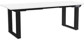 Výškově nastavitelný stůl OfficeTech Strong 200 x 80 cm, černá podnož, bílá