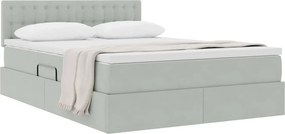 Postel s úložným prostorem Světle šedá 140 x 190 cm samet 3370875