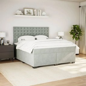 Box spring postel s matrací světle šedá 180x200 cm samet 3290990
