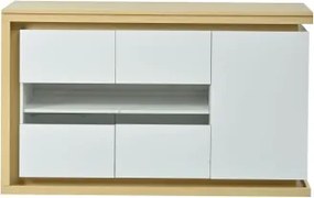 Aosom Moderní příborník, 3 dveře s 4 nastavitelnými přihrádkami, 140 x 40 x 84 cm, bílý