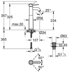 GROHE 23784000 - Umyvadlová baterie START CLASSIC 357 mm lesklý chrom