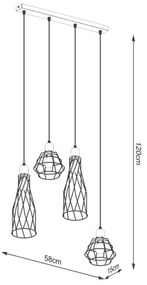 Sollux SL.1167 - Lustr na lanku SUBA 4xE27/15W/230V černá