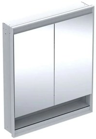 Geberit ONE - Zrcadlová skříňka s LED osvětlením, 75x90x15 cm, 2 dvířka, s nikou, vestavná, hliník 505.822.00.1
