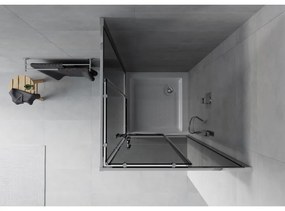 Mexen Rio, čtvercový sprchový kout s posuvnými dveřmi 70 x 70 cm, 5mm šedé sklo, chromový profil + bílá vysoká vanička Rio, 860-070-070-01-40-4510
