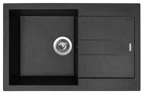 Sinks Amanda 780 Granitový dřez s odkapem oboustranné provedení, 78x50cm, granblack,TLAM78050030