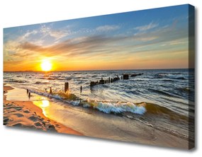 Obraz na plátně Moře Západ Slunce Pláž 120x60 cm
