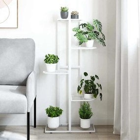 5patrový stojan na květiny 43 x 22 x 98 cm bílý kov 336111