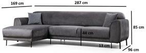 Designová sedačka Haylia 287 cm antracitová - levá