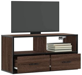 TV skříňka hnědý dub 80 x 31 x 39,5 cm kompozitní dřevo a kov