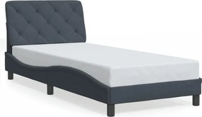 Rám postele s LED bez matrace tmavě šedý 90 x 190 cm samet 3213826