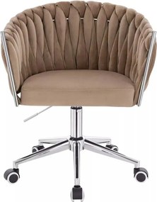 LuxuryForm DESIGN Židle NORDEN VELUR na stříbrné podstavě s kolečky - latte