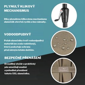 Dvojitý slunečník MIAMI, 460x270cm, hnědošedá (taupe) Kingsleeve