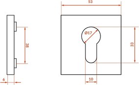 Kuchinox Kuchinox, rozeta ke kličce s otvorem pro cylindrickou vložku, broušená ocel, LAV-LK6_302A