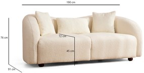 HANAH HOME třímístná pohovka VENEDIK krémová 569HLN1137
