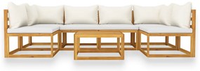 vidaXL 3057653 Marketos 7 Piece Garden Lounge Set with Cushion Cream Solid Acacia Wood (2x311857+311859+311863)