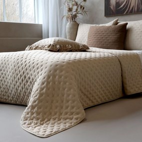 Měkký béžový prošívaný přehoz Aix Soft na dvoulůžko – 260*240 cm