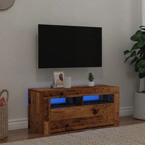 TV stolek s LED old wood 90 x 35 x 40 cm kompozitní dřevo