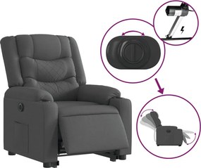 Elektrické zvedací polohovací křeslo tmavě šedé textil 3206580