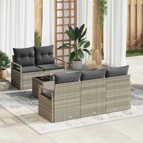 Set pohovek 6 ks 5-Počet míst Světle šedá polyratan 3346262