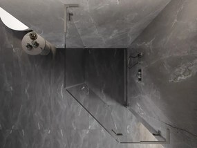 Mexen Lunar, L pravý výklopný pětiúhelníkový sprchový kout 90x100 cm, 8mm čiré sklo, ocelový profil, 831L-090P-100L-97-00-P