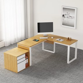 Rohový kancelářský stůl Houseland Nuvia Home 01 160 cm dub/bílý