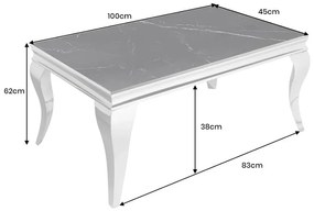Designový konferenční stolek Rococo 100 cm černý / stříbrný