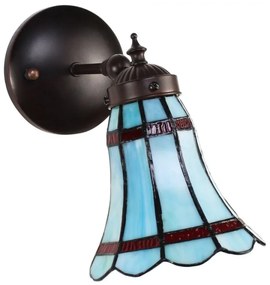 Modrá nástěnná Tiffany lampa červené pruhy RedLine – 17x12x23 cm