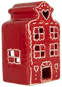 Červená perníková chaloupka na svíčku Gingerbread Cott - 8*7*13 cm