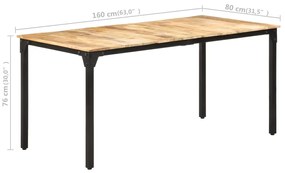 vidaXL Marketos Jídelní stůl 160 x 80 x 76 cm hrubé mangovníkové dřevo