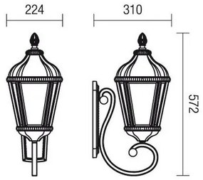 Redo 9656 - Venkovní nástěnná lampa ESSEN 1xE27/70W/230V IP44 hnědá/patina