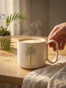 Sinsay - Keramický hrnek s motivem palmy - zelená