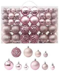 Sada vánočních baněk 100 kusů růžová - Default Title