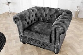 Designové křeslo Chesterfield antik šedé