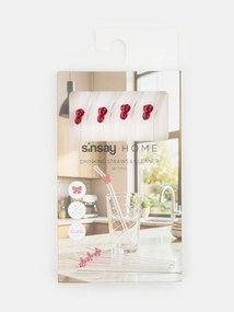 Sinsay - Skleněná brčka s čističem 4 kusy - červená