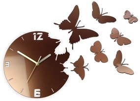 3D nalepovací hodiny Butterflies meděné
