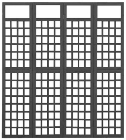 vidaXL Marketos 4dílná dělicí stěna / treláž masivní jedle černá 161 x 180 cm