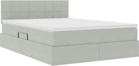 Postel s úložným prostorem Světle šedá 140 x 190 cm samet 3370755