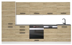 Kuchyňská linka Belini Premium Full Version 300 cm dub sonoma s pracovní deskou ROSE
