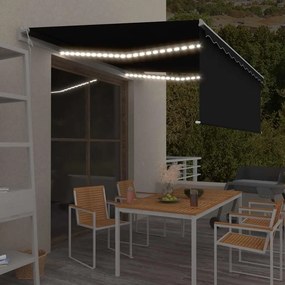 Automatická markýza roleta LED senzor větru 4,5x3 m antracitová 3069334