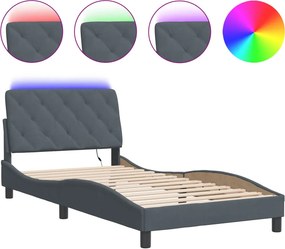 Rám postele s LED bez matrace tmavě šedý 100 x 200 cm samet 3213838