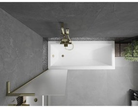 Mexen Next L, 1-křídlová vanová zástěna 50 x 150 cm, 6mm sklo námraza, zlatý lesklý profil, 895-050-000-03-30-50