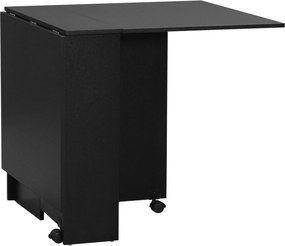 Skládací jídelní stůl HOMCOM s kolečky, skládacími křídly a policemi pro 4-6 osob 75x140x74 cm černý