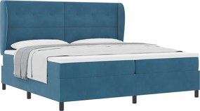 Postel s boxspringem s čelo Tmavě modrá 200 x 200 cm samet 3340950