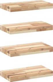 Plovoucí police 4 ks 40 x 20 x 4 cm neošetřené akáciové dřevo 3279418
