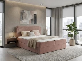 Čalouněná postel boxspring FORENA 180x200 cm starorůžová Matrace: Matrace Bonell pružinová